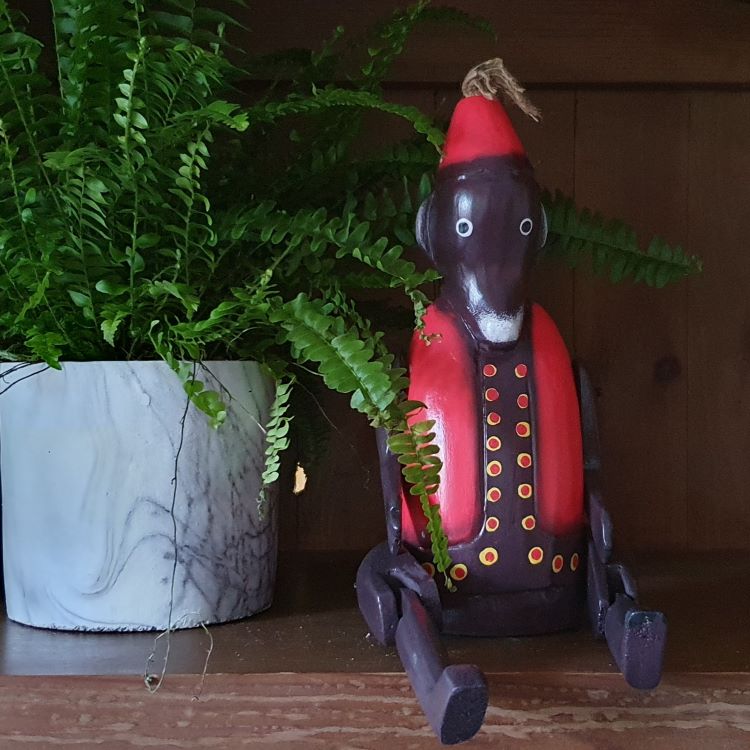 Hand carved shelf puppet monkey