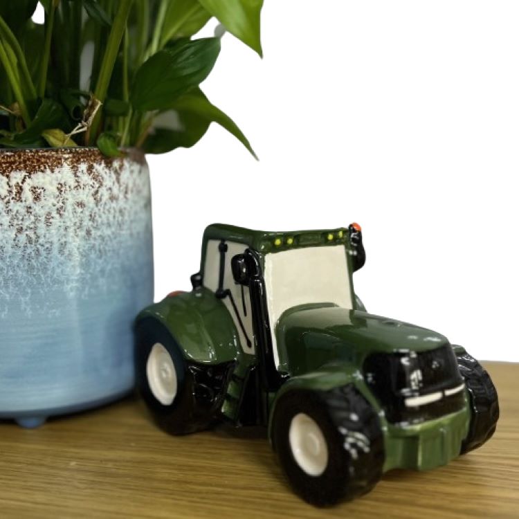 Ceramic Green Tractor Money Box