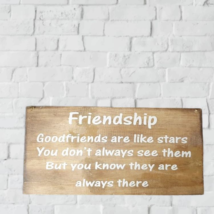 Hanging Wooden Painted Sign Friendship