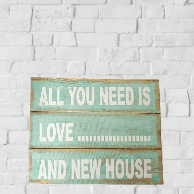 hanging Wooden Painted Sign All Is Love And New Home
