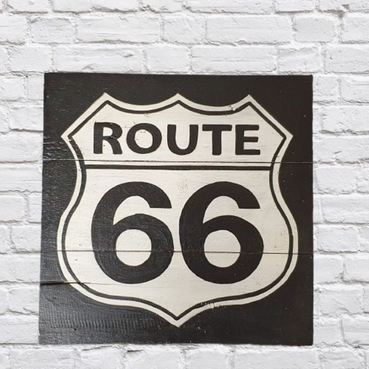 Hand painted Wooden Route 66 Sign