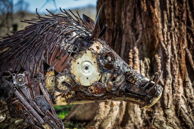 Large Recycled Metal Warthog Sculpture