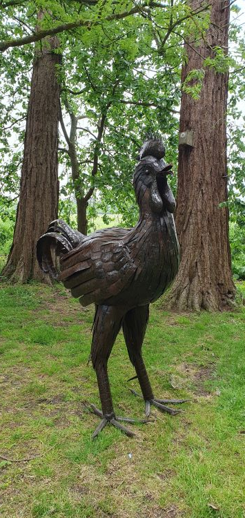 Large Recycled Metal Rooster Sculpture