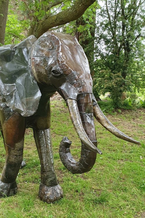 Large Recycled Metal Elephant Sculpture