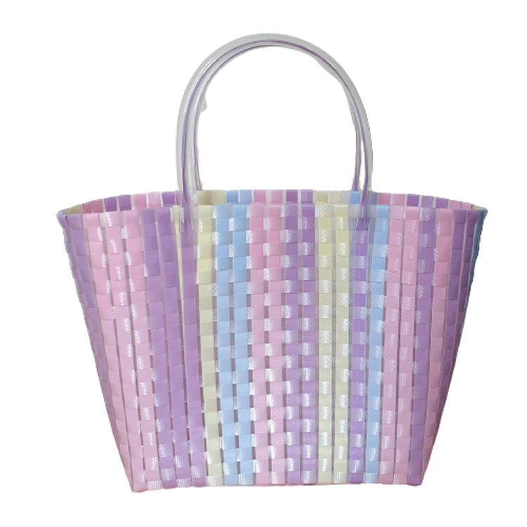 Recycled Plastic Hand Woven Small Bag - Pastel Colours