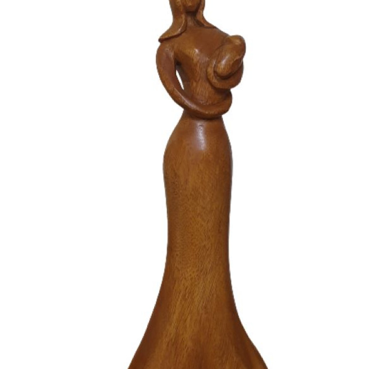 Carved Wooden Mother and Baby