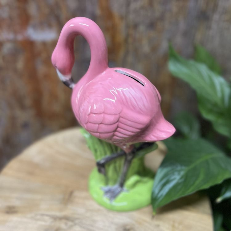 Ceramic Pink Famingo Money Box