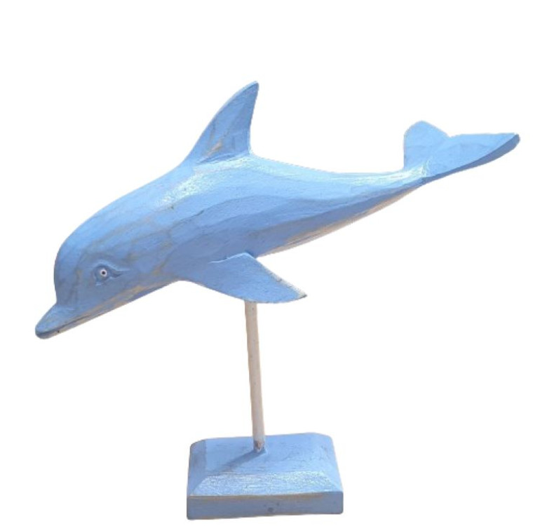 Hand Carved and Hand Painted Dophin on Stand Ornament