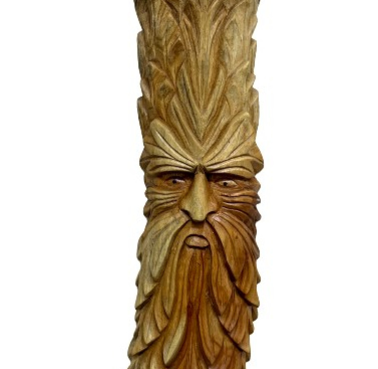 Hand Carved Wooden Green Man 50cm Wall Plaque Sculpture Rustic Statue