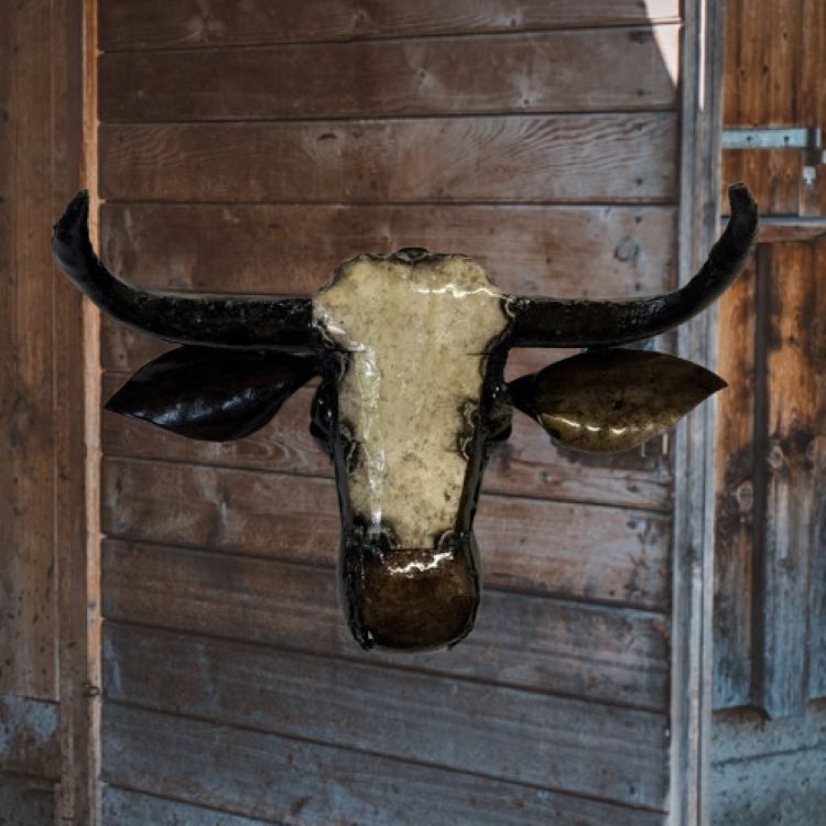 Handcrafted Recycled Metal Cow Head