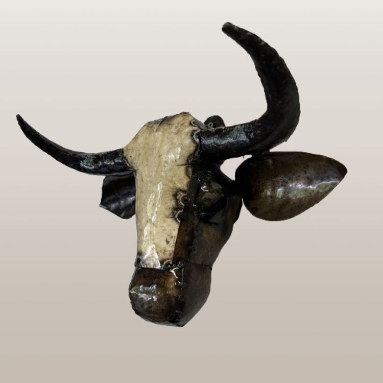 Handcrafted Recycled Metal Cow Head
