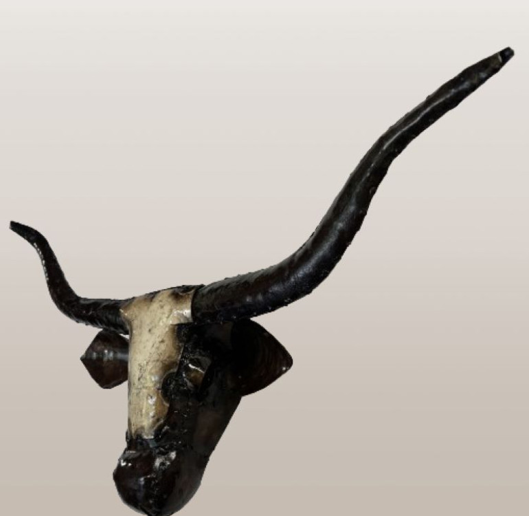 Handcrafted Recycled Metal Cow Head Longhorn