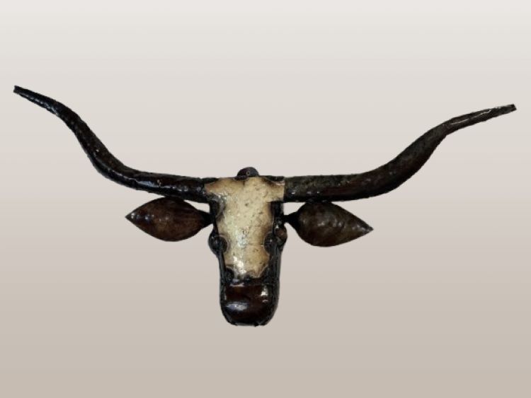 Handcrafted Recycled Metal Cow Head Longhorn