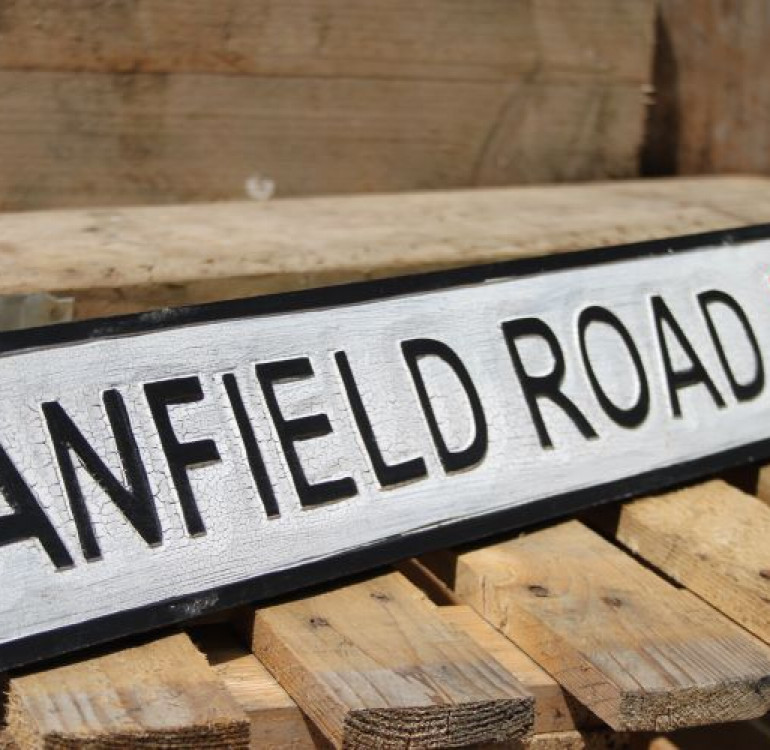 Anfield Road Wooden Street Sign